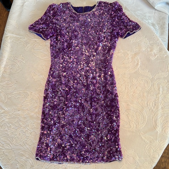 Dresses | Vintage Purple Sequin Cocktail Party Prom Dress | Poshmark